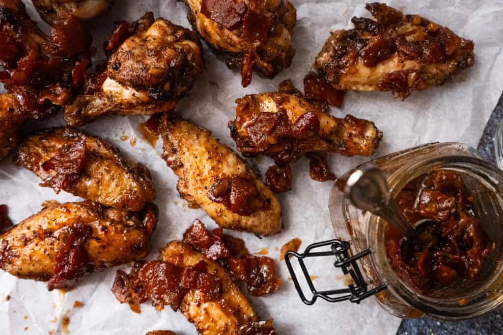Bourbon Bacon Jam Chicken Wings - Burnt Pellet BBQ
