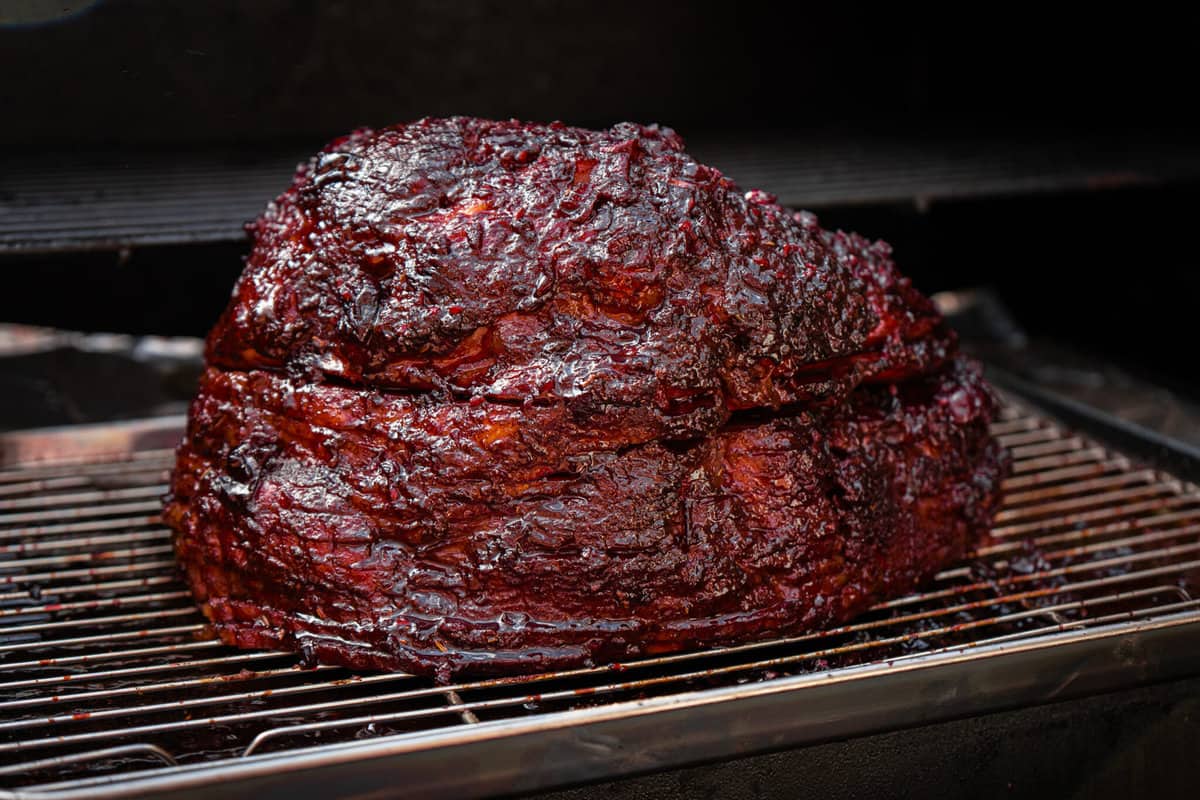 Smoked Cherry Bourbon Glazed Ham - Burnt Pellet BBQ