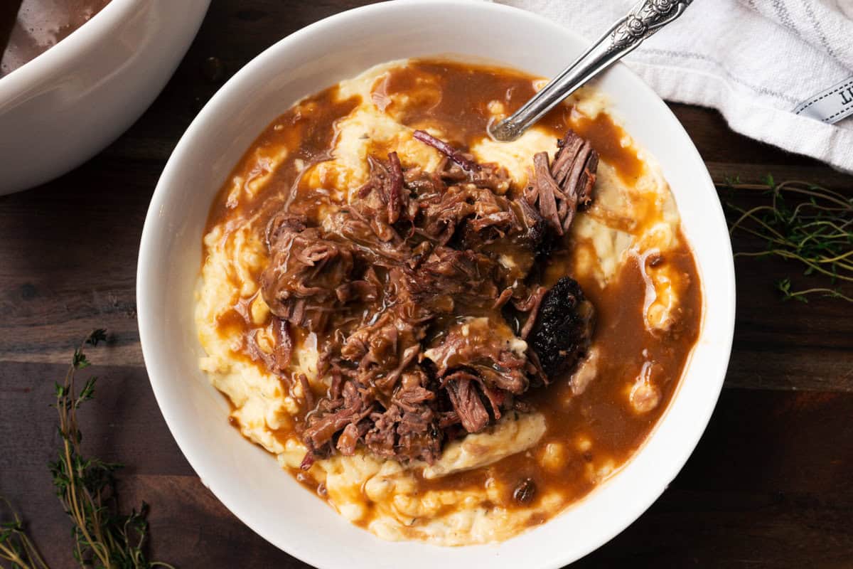 Brisket with Mashed Potatoes and Gravy - Burnt Pellet BBQ